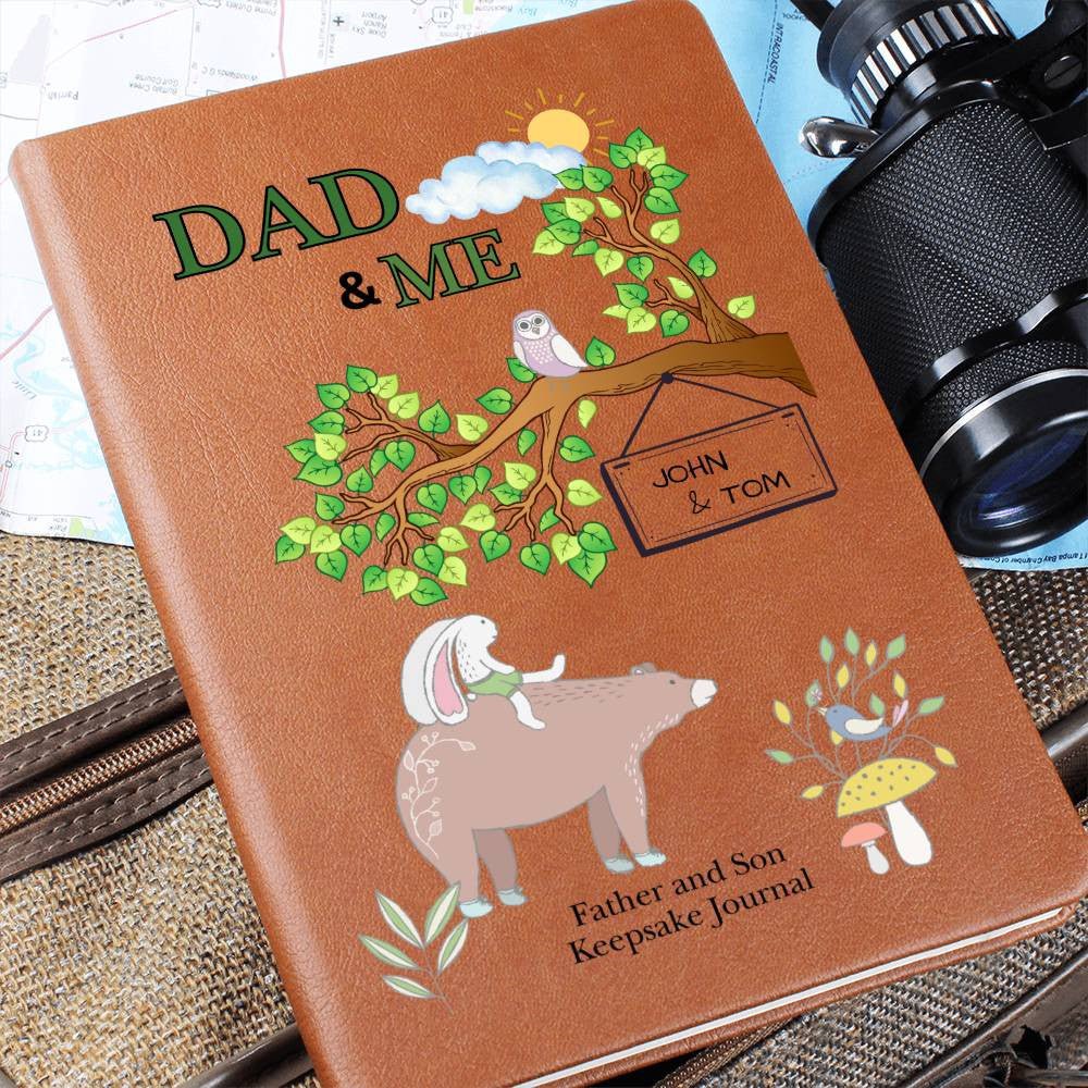 Personalized Graphic Leather Journal for Dad and Son ,Custom Memory an