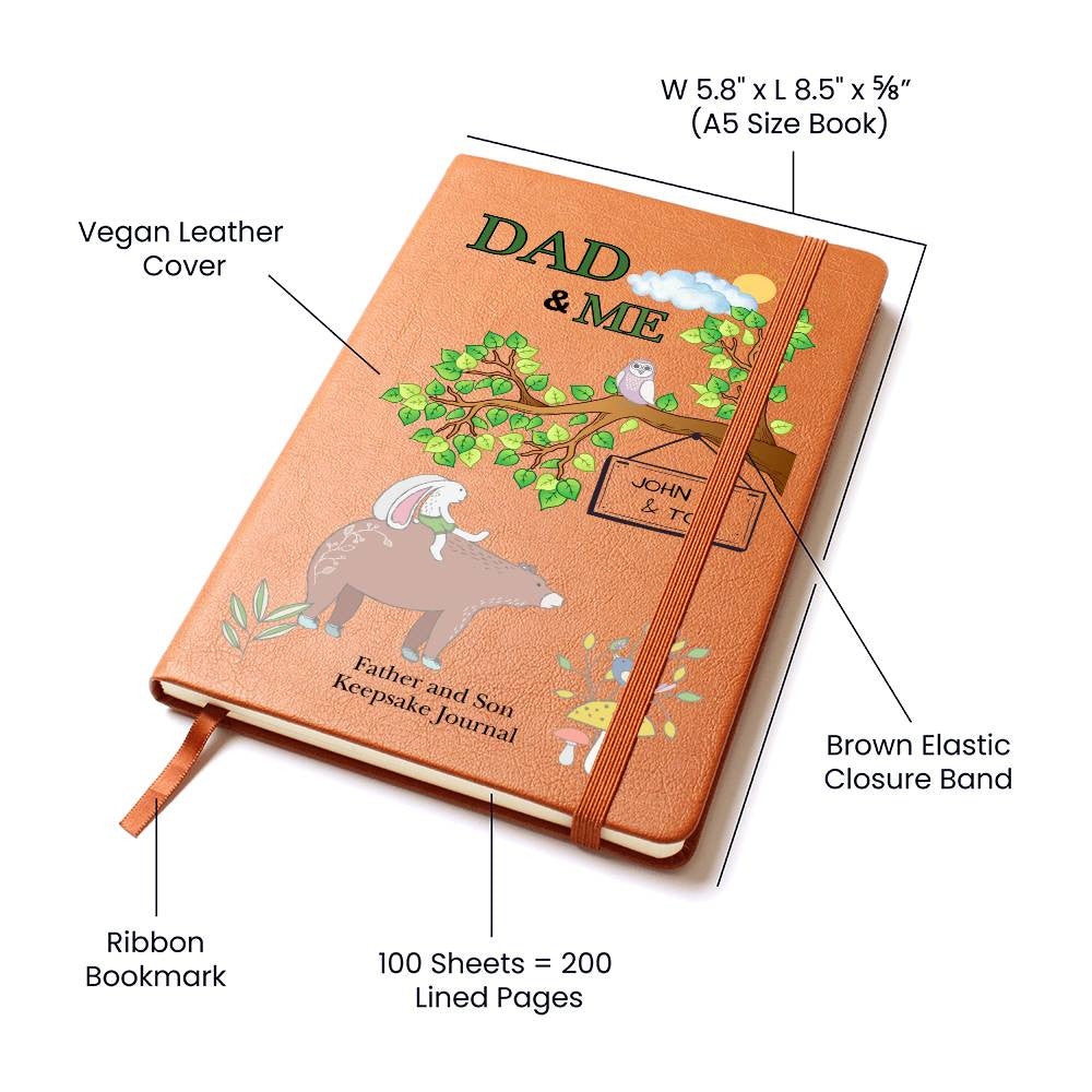 Personalized Graphic Leather Journal for Dad and Son ,Custom Memory an