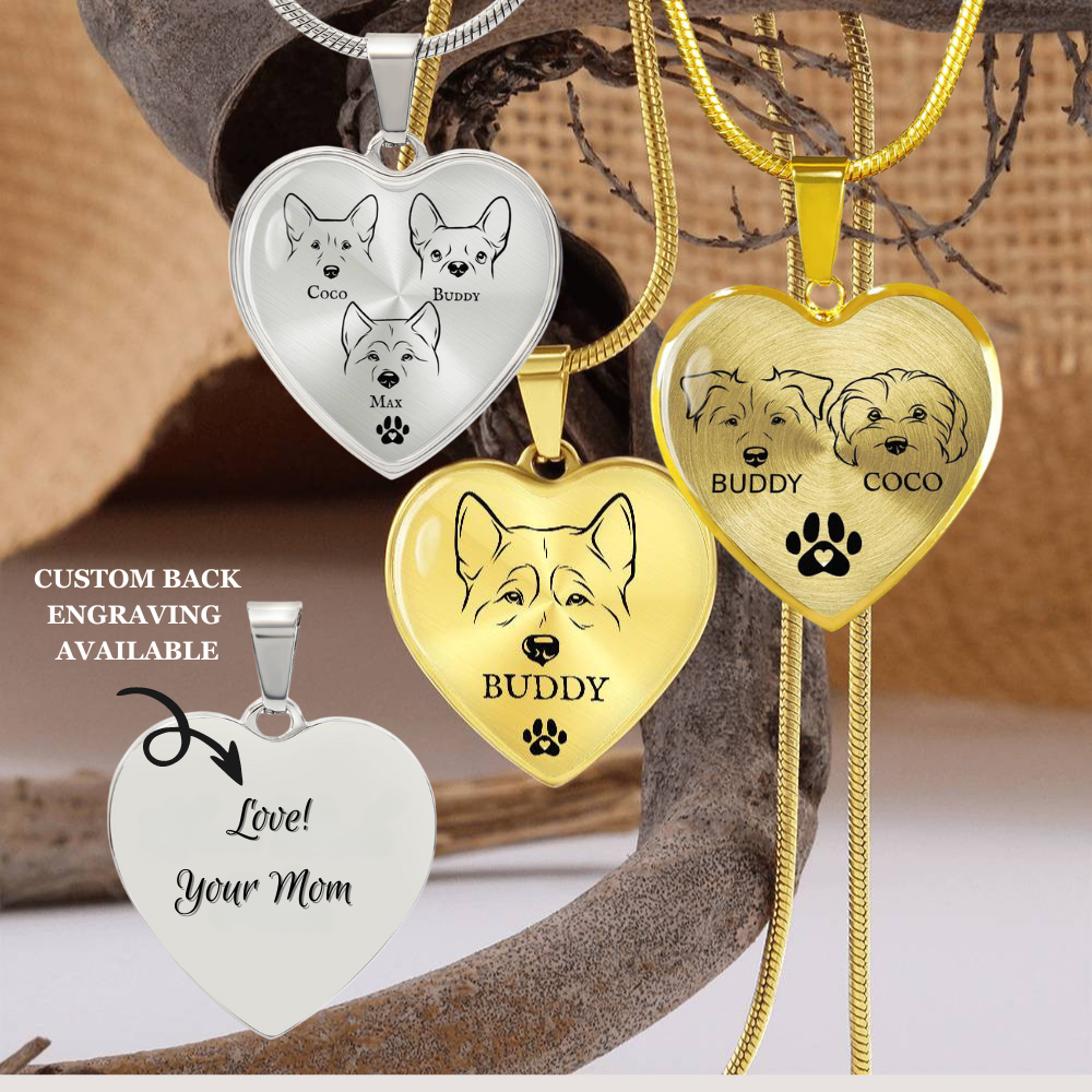 Dog Name Necklace, Design Dog Ears Necklace, Christmas Gift, Pet Jewel