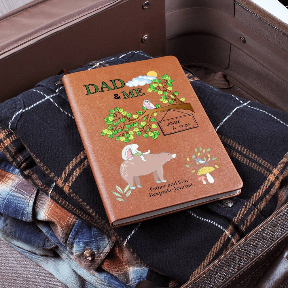 Personalized Graphic Leather Journal for Dad and Son ,Custom Memory an
