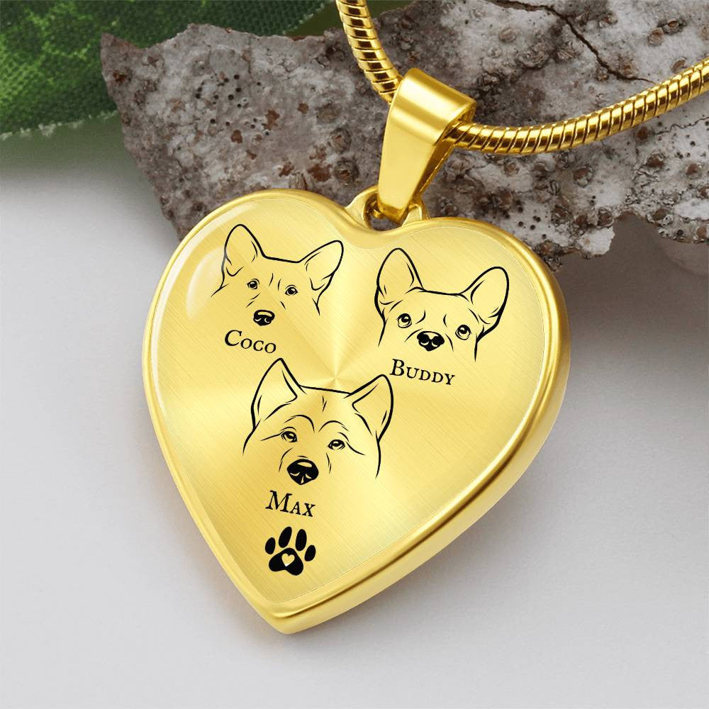 Dog Name Necklace, Design Dog Ears Necklace, Christmas Gift, Pet Jewel