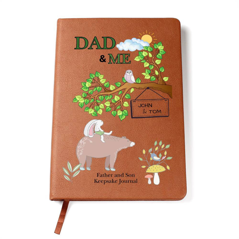 Personalized Graphic Leather Journal for Dad and Son ,Custom Memory an
